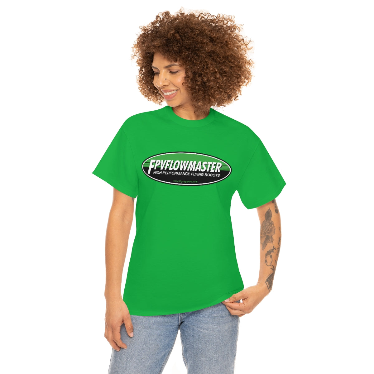Printify FPV Flow Master Green Logo T Shirt Sport Grey M